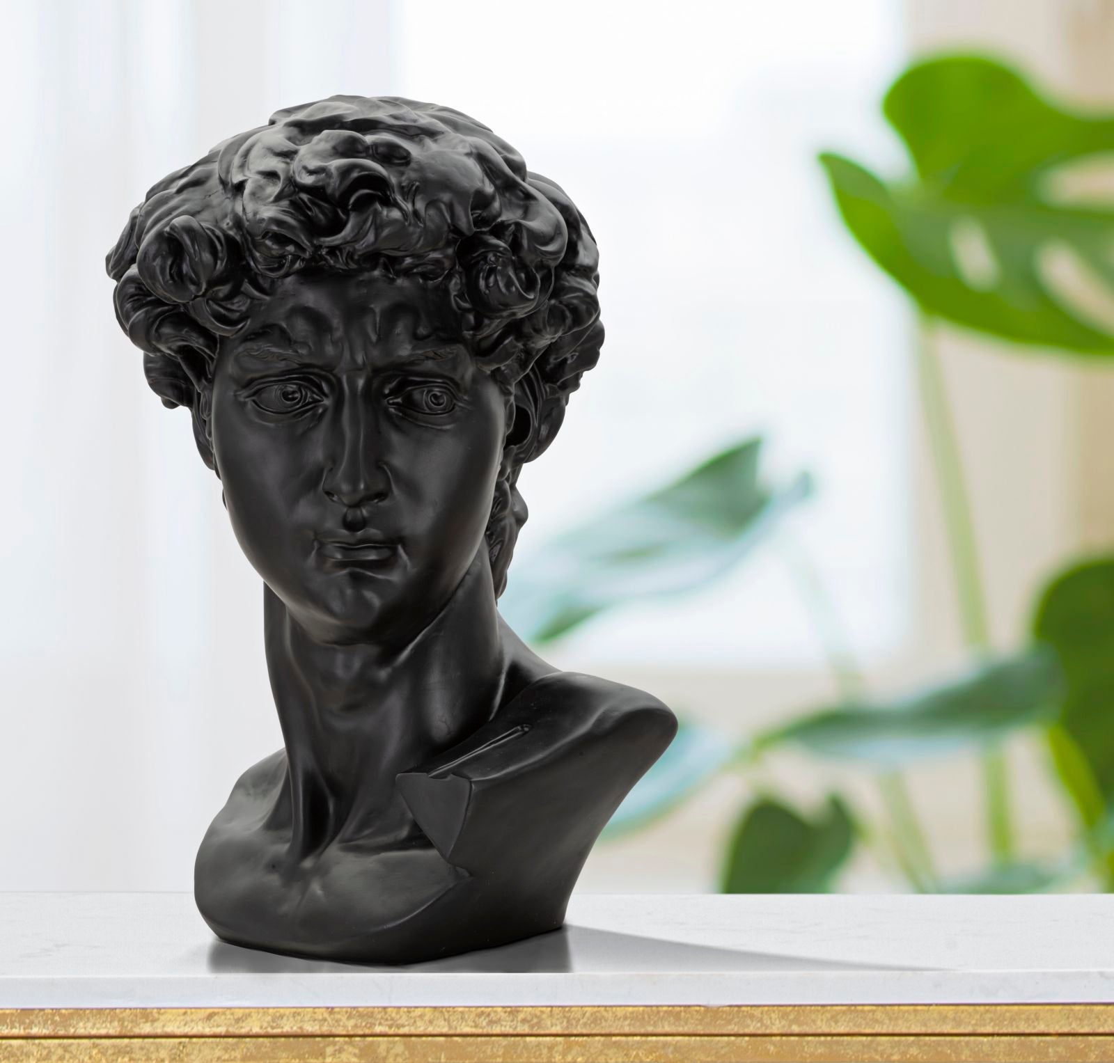 Deko Büste David Schwarz Skulptur 60cm Klassisch Resin Figur
