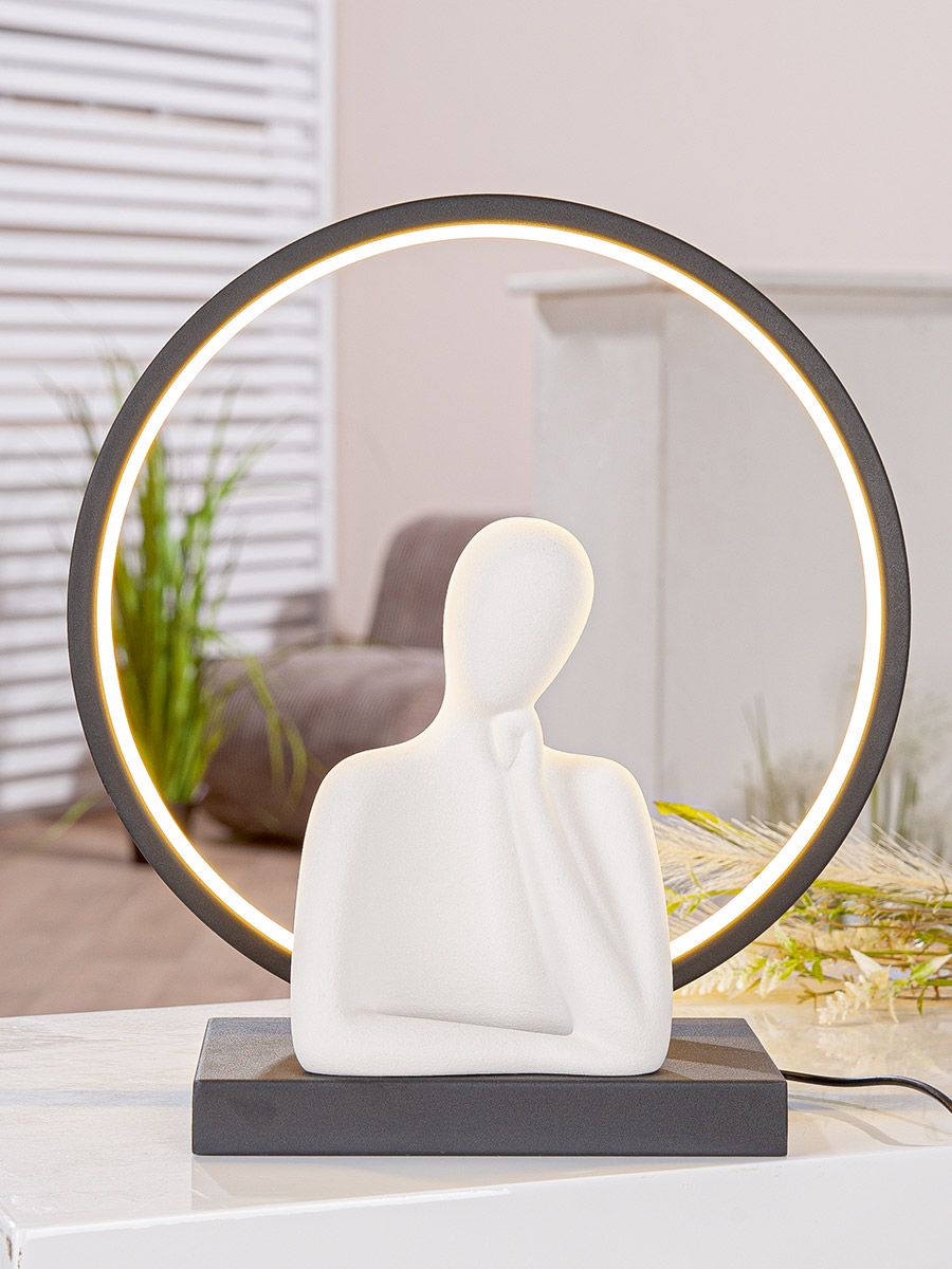 LED decorative object thinker made of ceramic and iron with USB connec