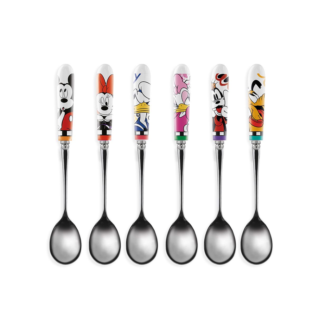 Disney teaspoon set - set of 6 with charm for tea lovers stainless ste